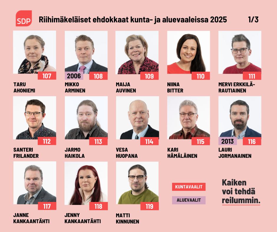 Kuntavaaliehdokkaamme - Riihimäen Sosialidemokraatit